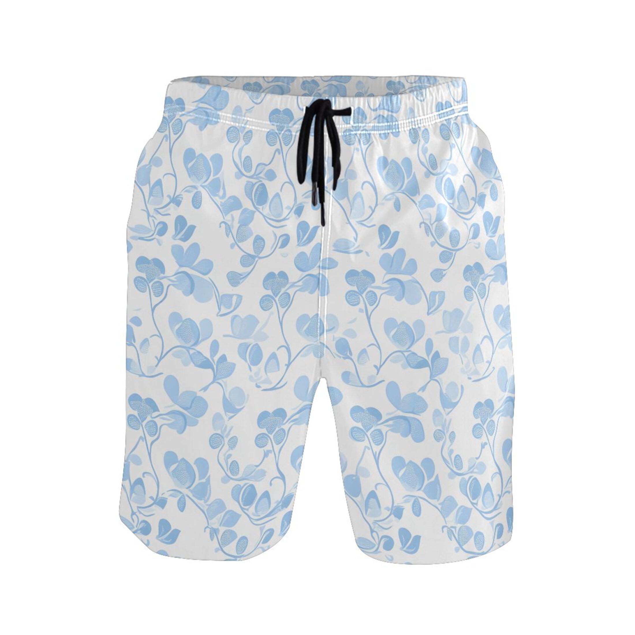 Delicate Blue Blooms Mens Swim Trunks Quick Dry Board Shorts Breathable ...
