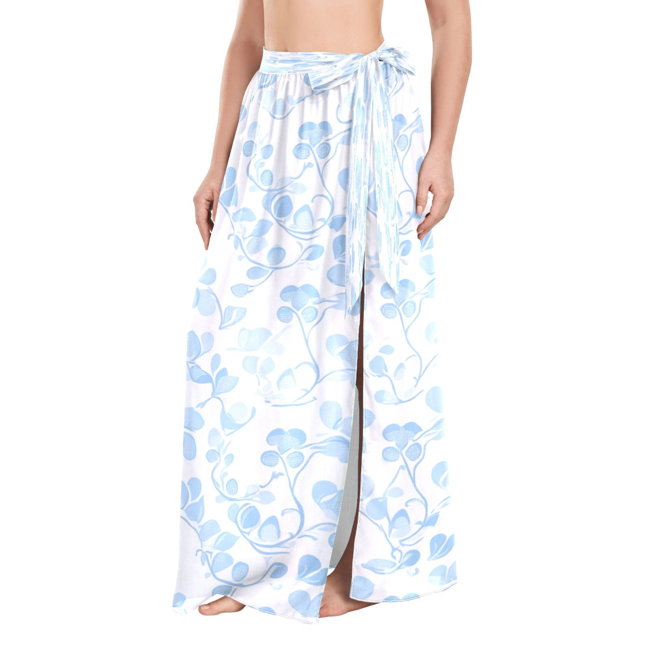 Delicate Blue Blooms Women's Swimwear Cover Up Beach Dress Strappy ...