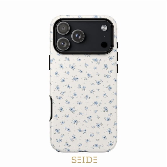 Delicate Blue Floral Phone Case for iPhone 11 12 13 14 15 16 17 Pro Max ...