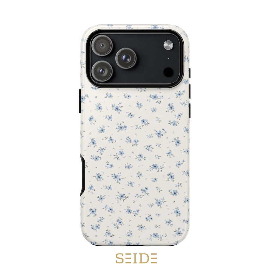 Delicate Blue Floral Phone Case for iPhone 11 12 13 14 15 16 17 Pro Max ...