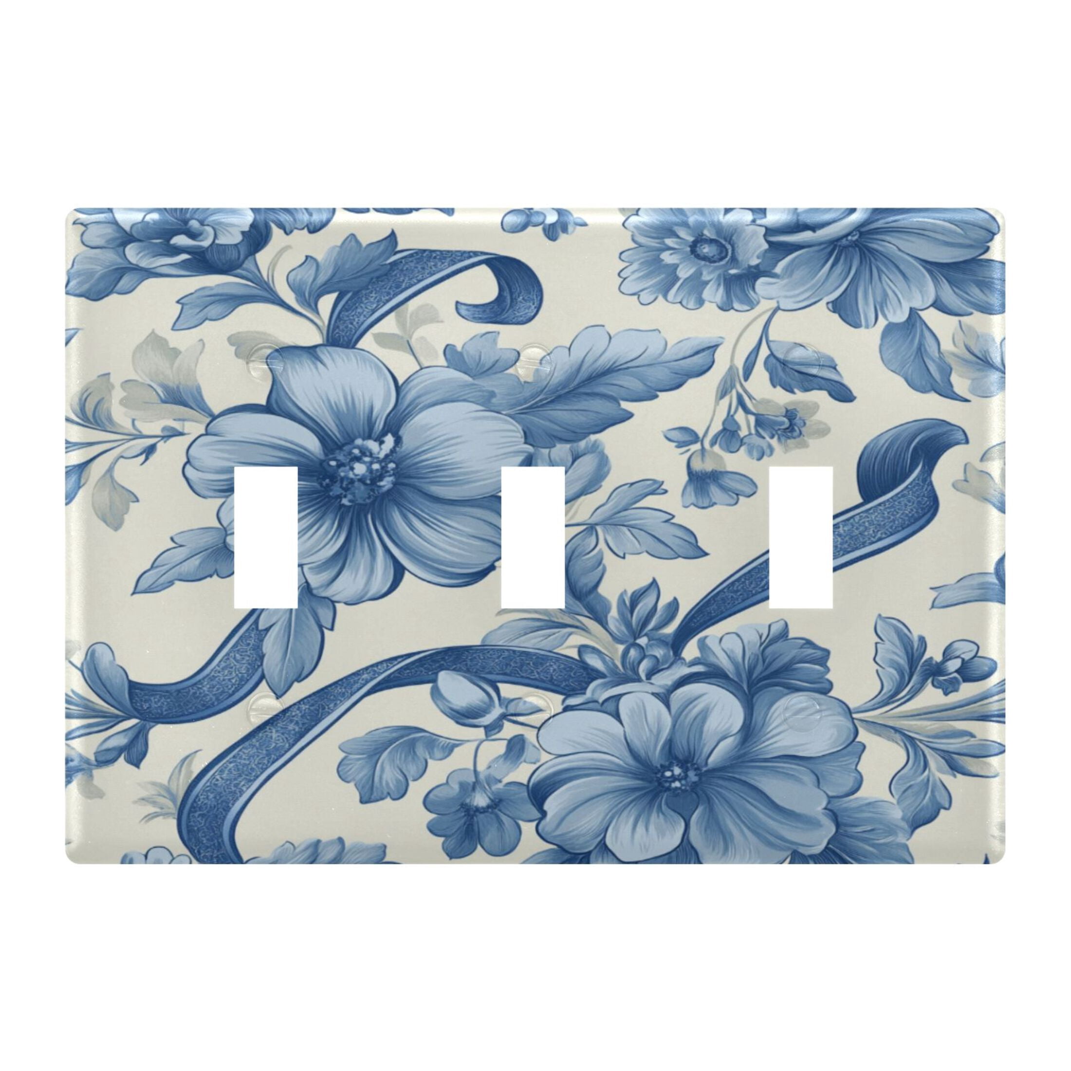Delicate Blue Flowers Leaves Ribbons Light Switch Cover Electrical ...