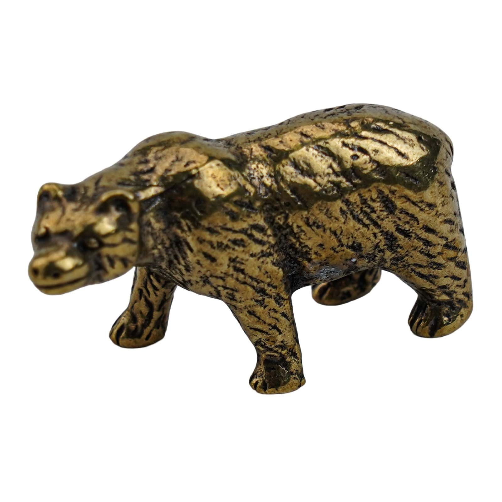 Delicate Brass Bear Sculpture Copper Animal Figurine Small Desk Artwork ...