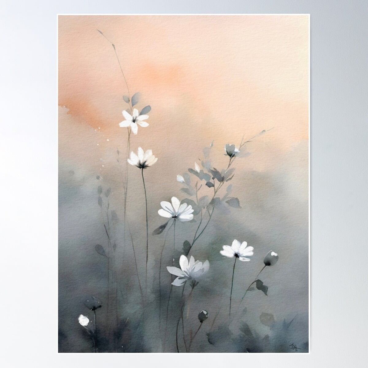 Delicate Buds Poster Wall Art, Modern Wall Decor For Living Room ...