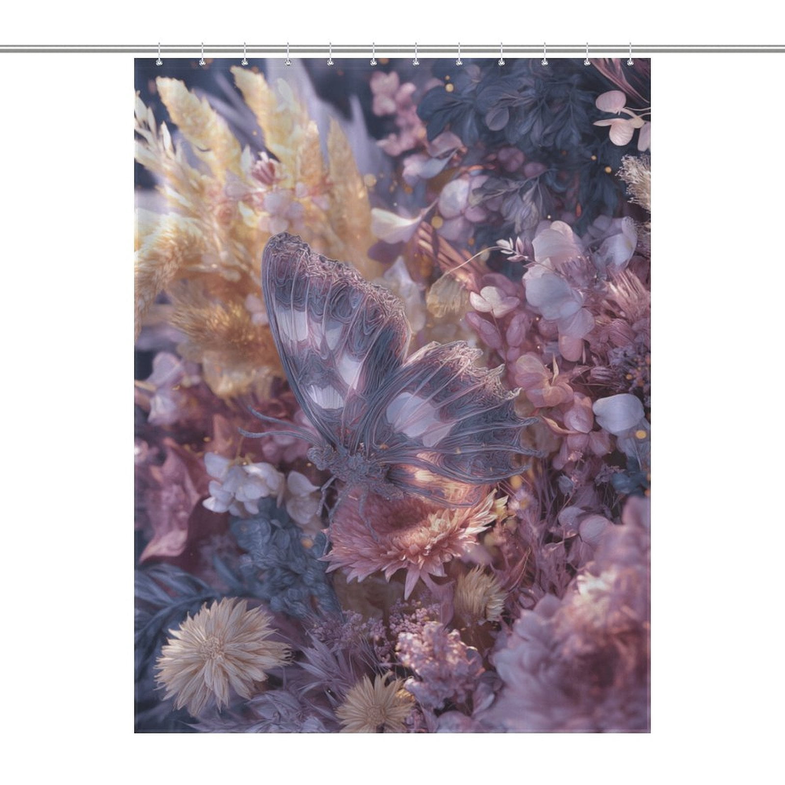 Delicate Butterfly Among Pastel Flowers Shower Curtain , Enchanted ...