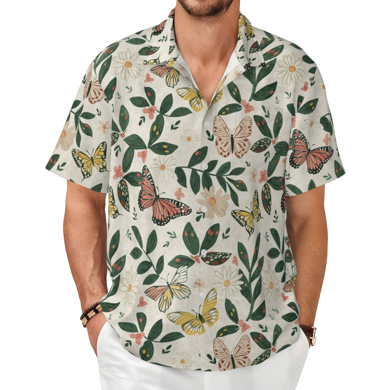 Delicate Butterfly Garden Men'S Short-Sleeved Shirts with All-Over ...