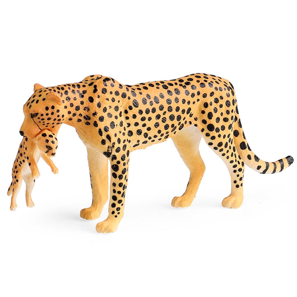 Delicate Cheetah with Baby Model Educational Toy Figurine for African ...