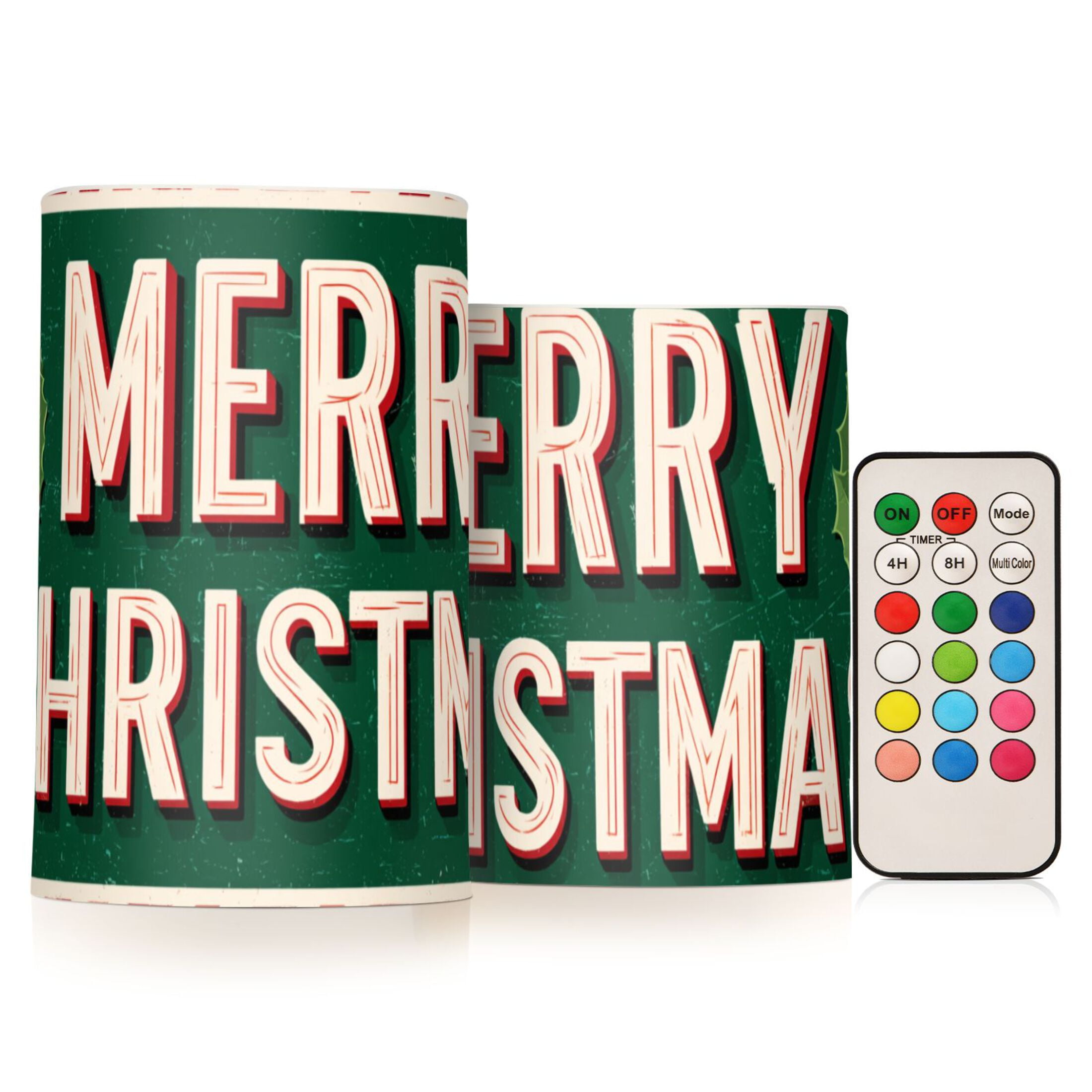 Delicate Christmas Sign with Holly Leaves Flickering Flameless Candles ...