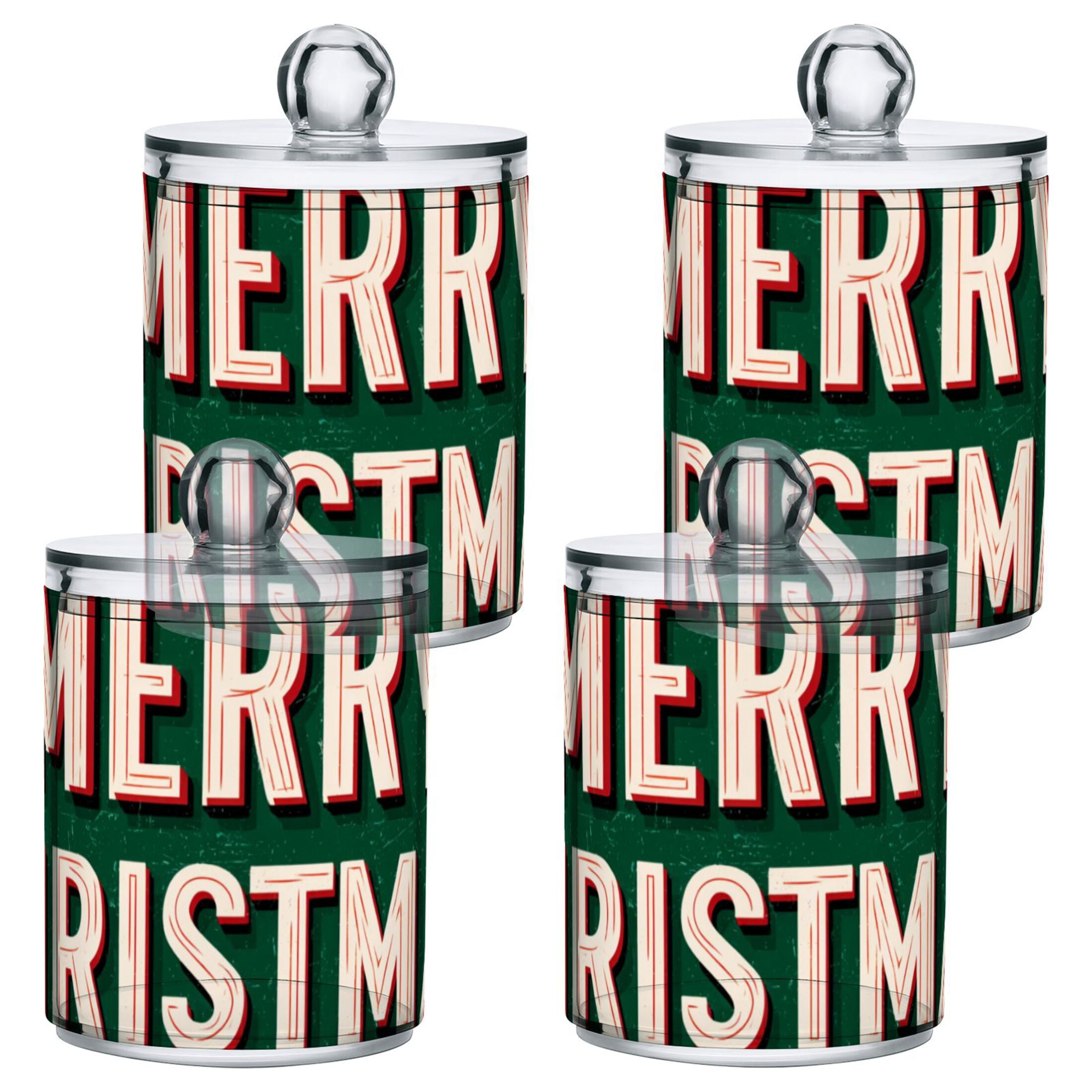 Delicate Christmas Sign with Holly Leaves Translucent Plastic Cans ...