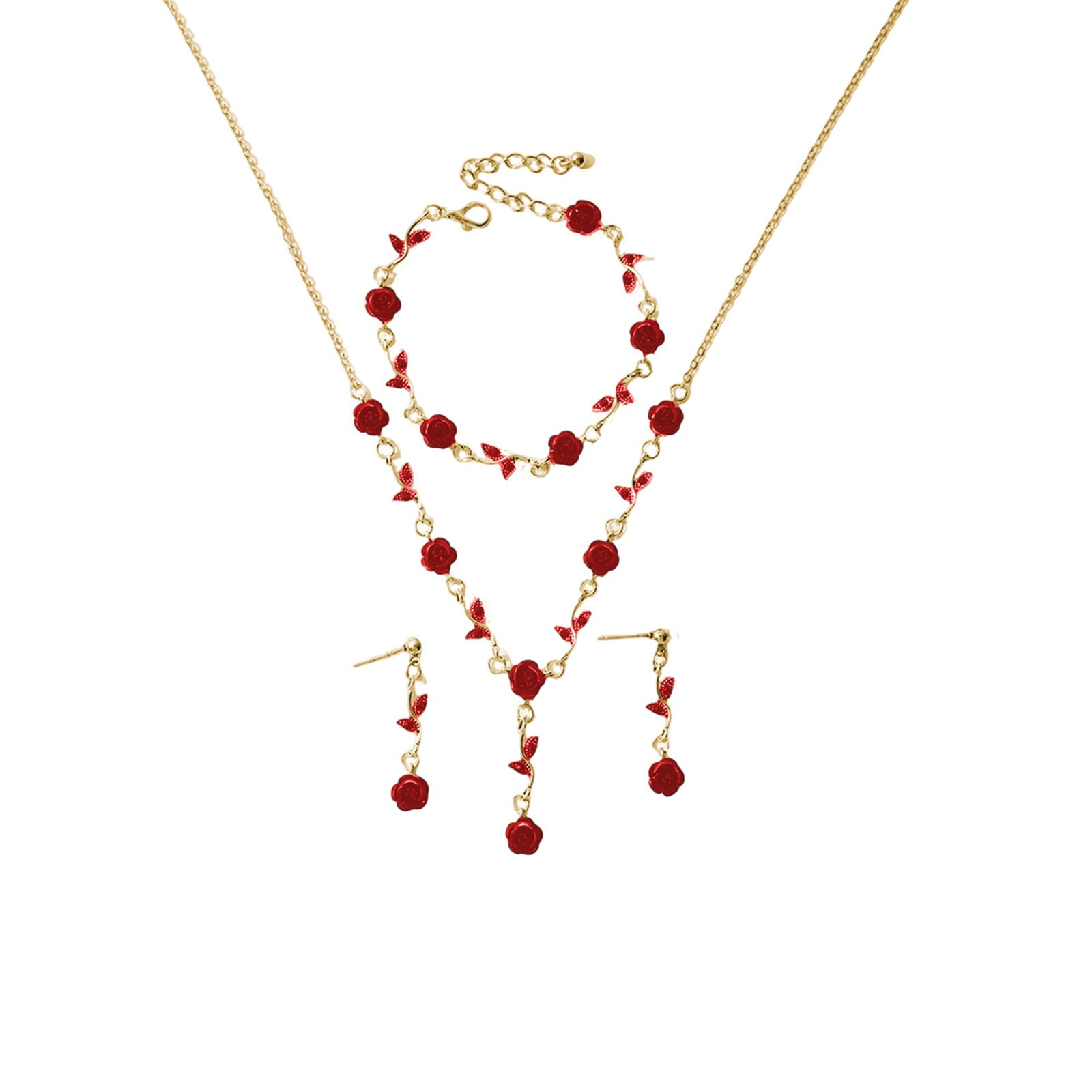 Delicate Collarbone Necklace Bracelet and Earrings Jewelry Set Elegant ...