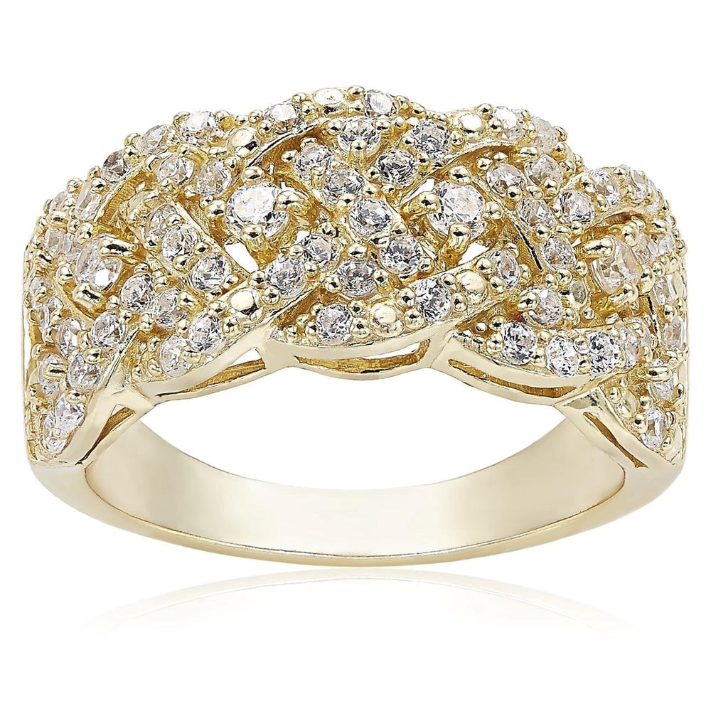 Delicate Cross-braided Diamond-encrusted Ring - Walmart.com