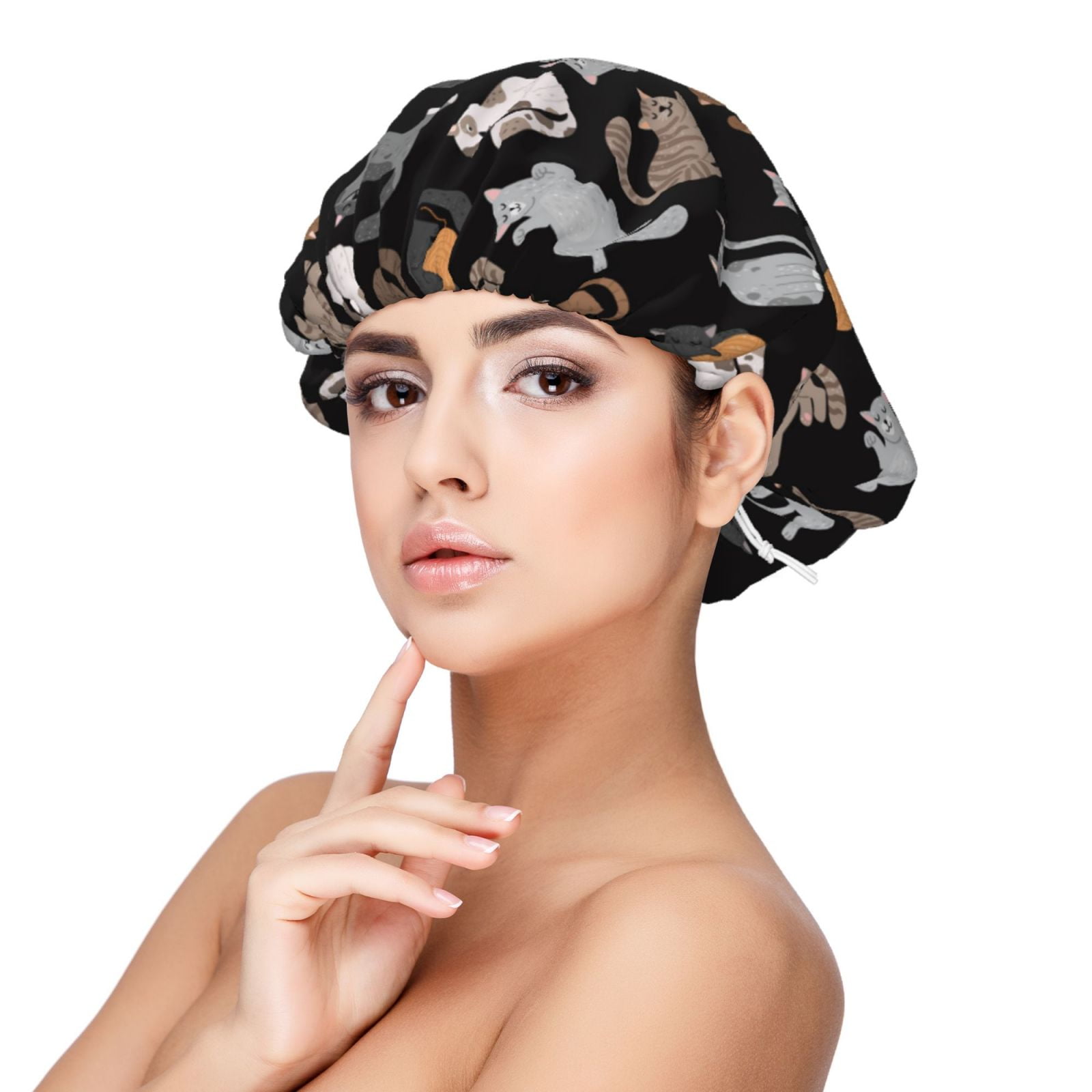 Delicate Cute Cartoon Cat Silk Bonnet for Sleeping Women Men ...