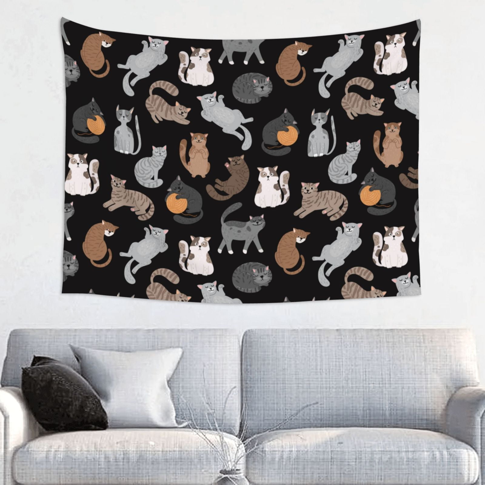 Delicate Cute Cartoon Cat Tapestry for Bedroom - Tapestry Wall Hanging ...