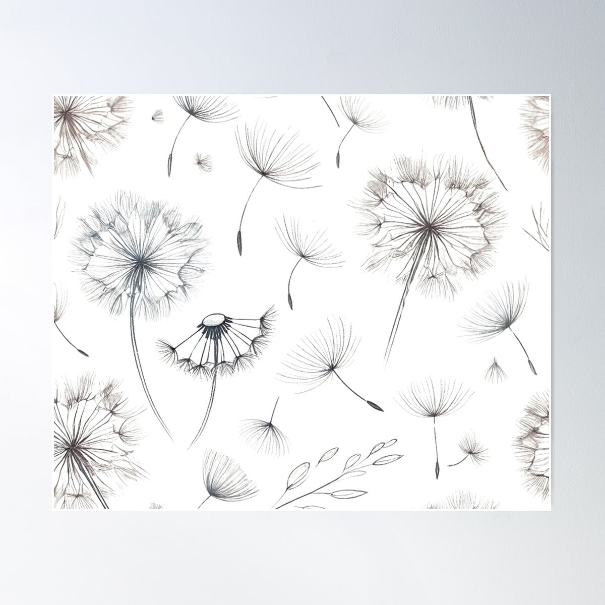 Delicate Dandelion Dance Pattern Poster Wall Art, Modern Wall Decor For Living Room Bedroom ...