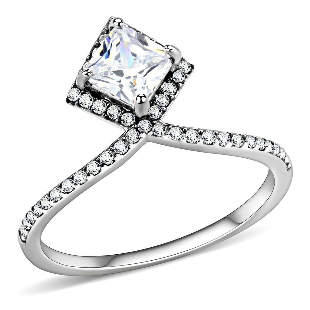 Delicate Diamond Ring, Princess Cut Diamond Engagement Ring, Halo ...