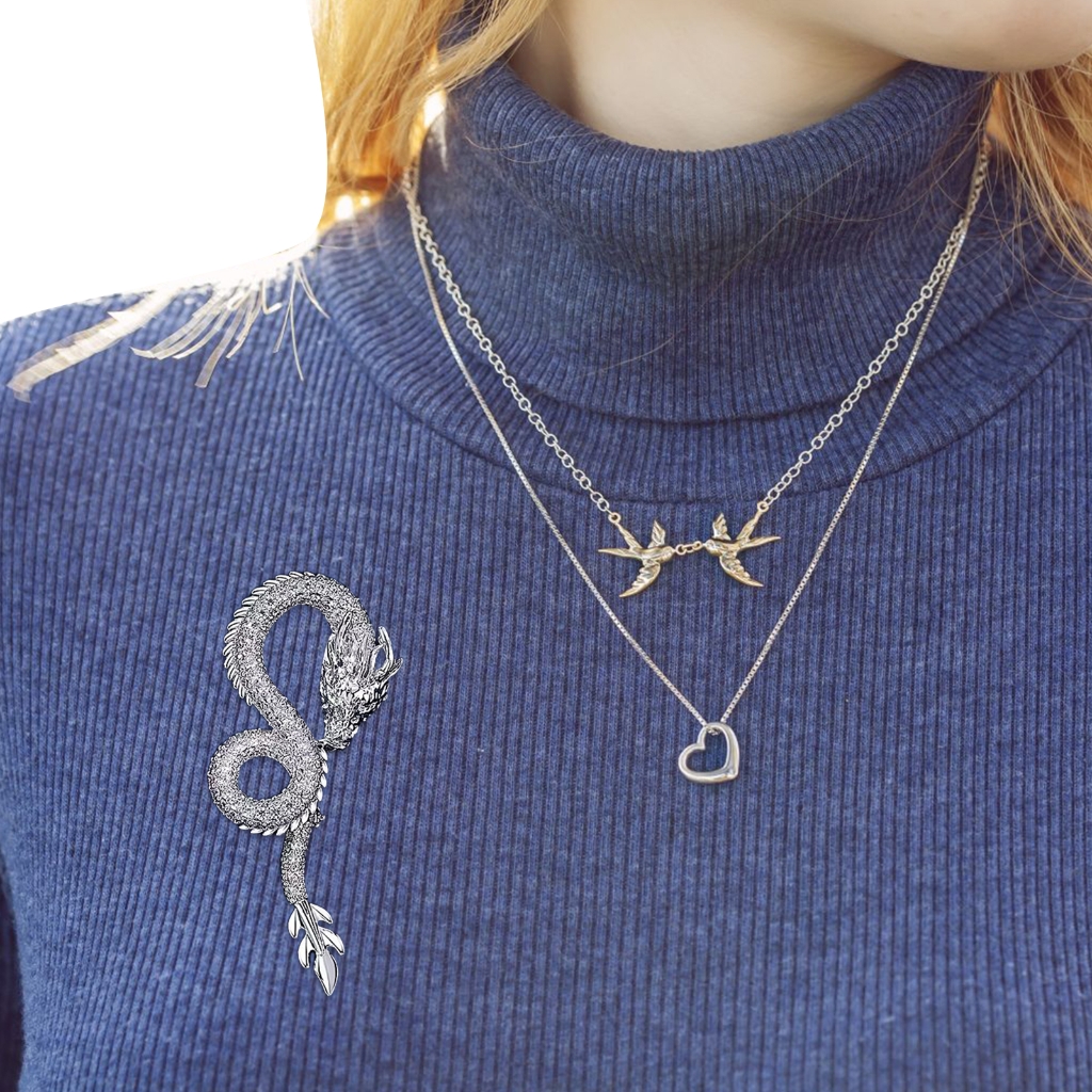 Delicate Dragon Badge Pin Ornament Beautiful Chinese Fashion Brooches ...