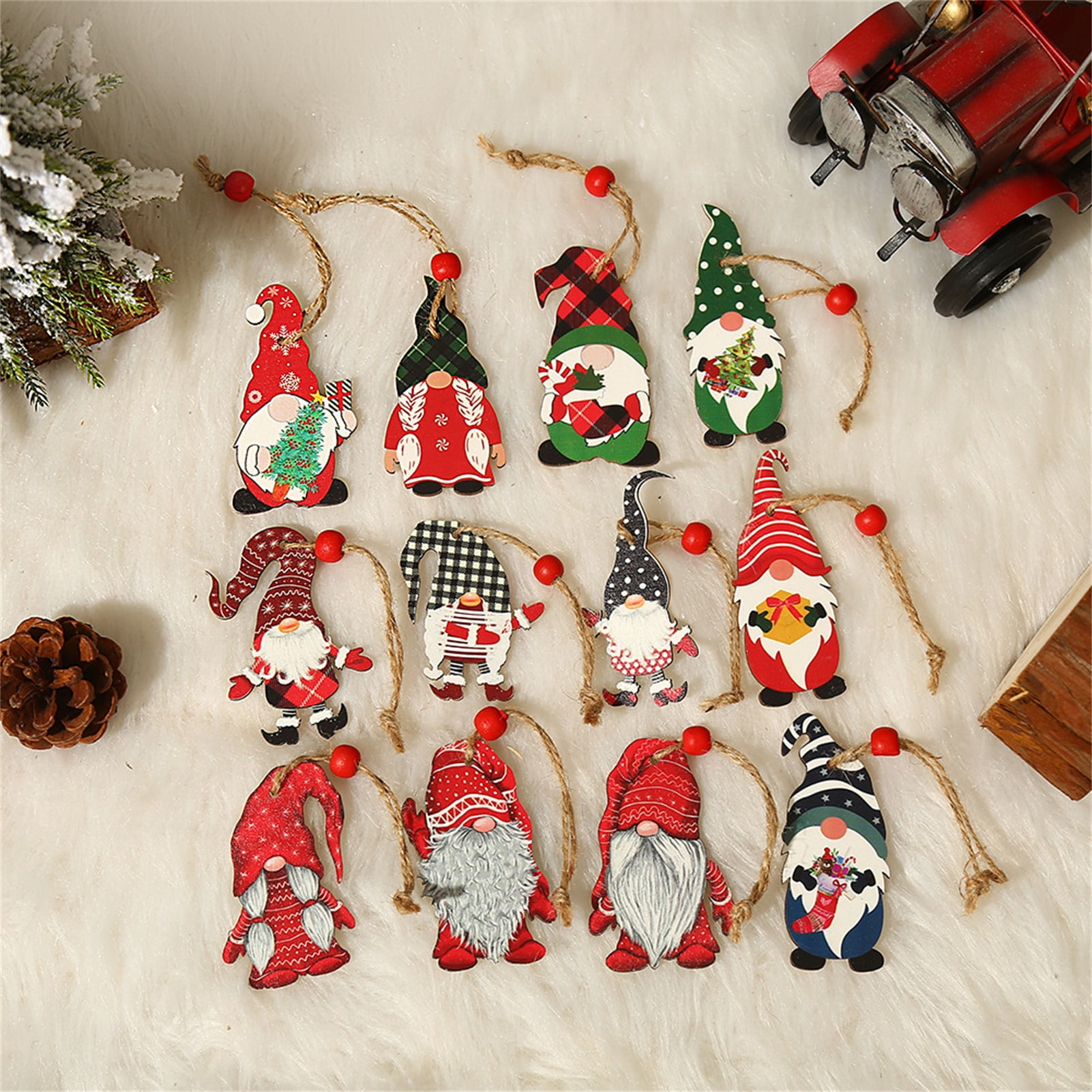 Delicate Dwarf Shape Wood Hanging Decor - 9Pcs/Set Multi-Use Visual ...