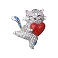 Delicate Feline Designs Alloy Brooch Playful Cats With Heart Charm ...