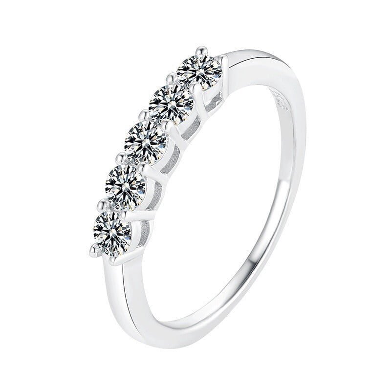 Delicate Five Stone Diamond Ring, Half Eternity Diamond Wedding Band ...