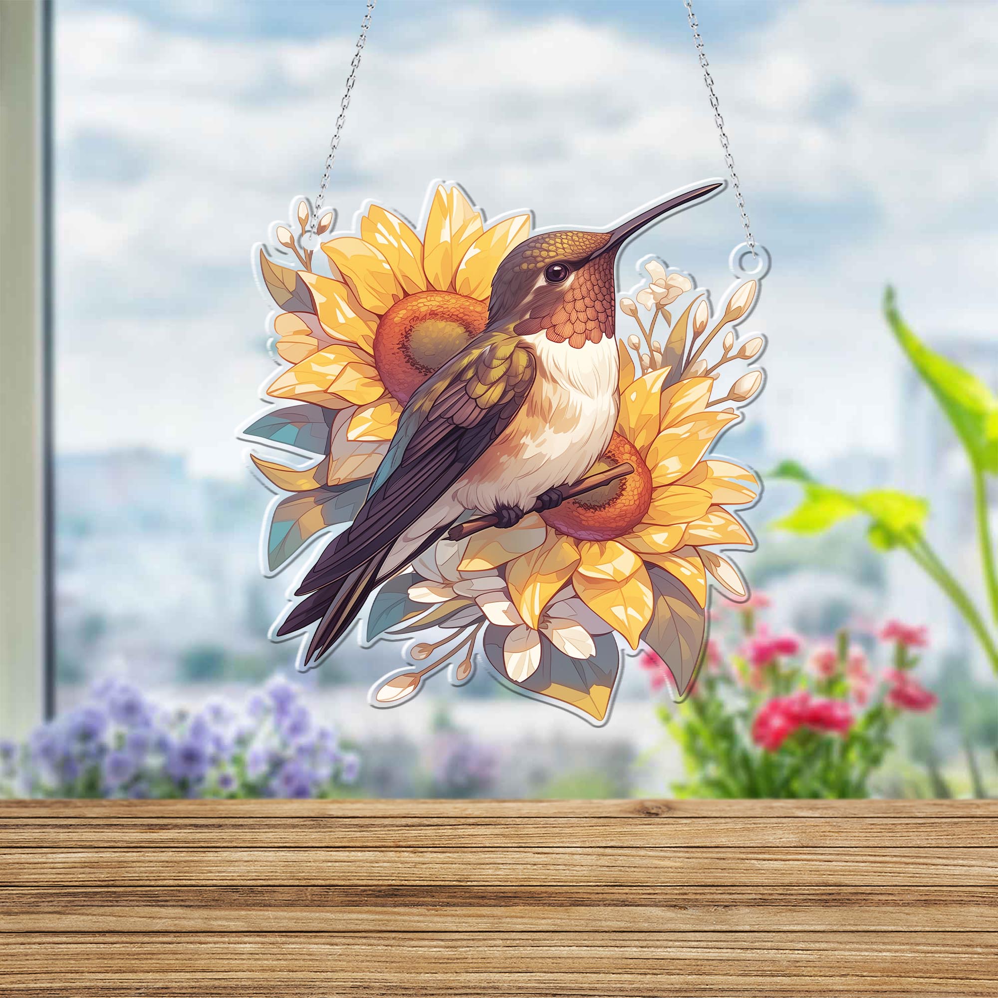Delicate Flora and Fauna Acrylic Window Display - Stained Glass ...