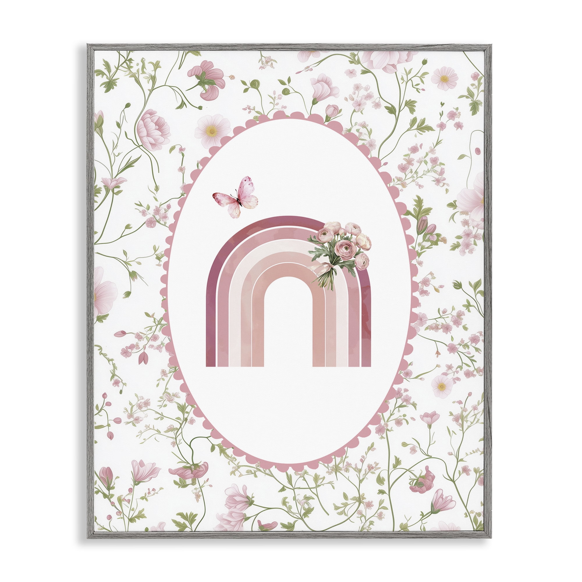 Delicate Florals & Rainbow Gray Framed Giclee Art, design by Christine ...