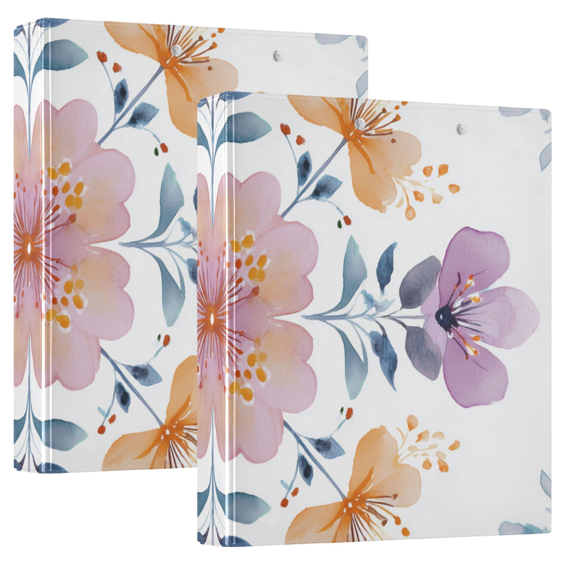 Delicate Flower Symmetrical Pattern Round Ring Binder 3 Rings 1.5 ...