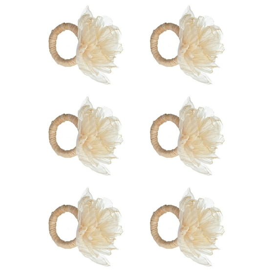 Delicate Flower Tulle Napkin Rings For Wedding Reception 5 Petal Design ...