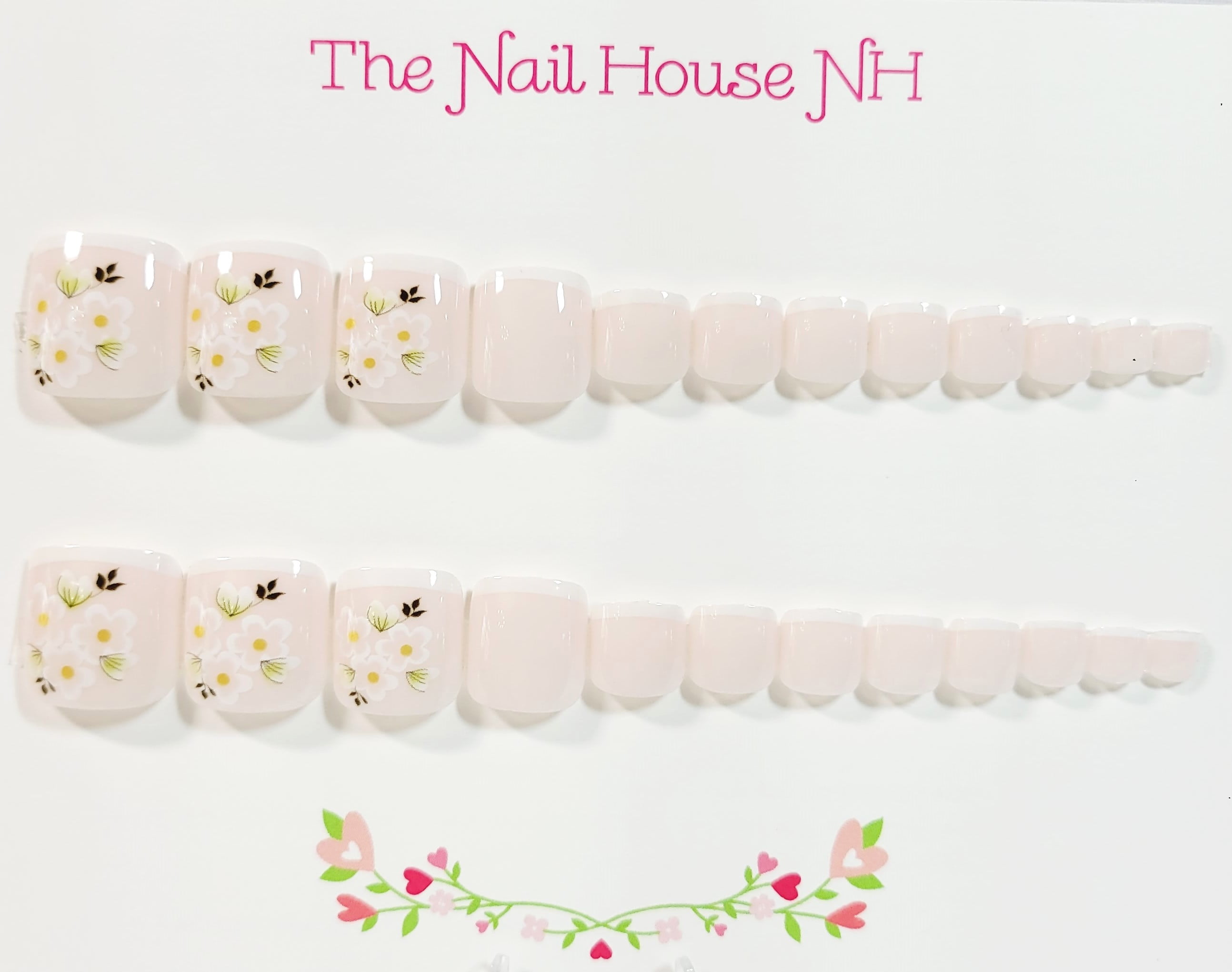 Delicate French Manicure Floral Press-on Toenails by The Nail House NH ...