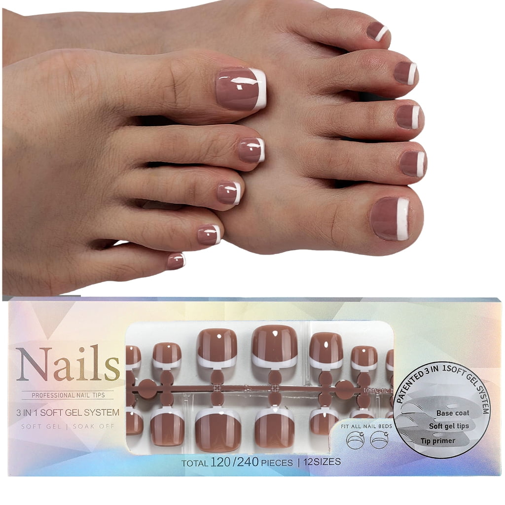 Delicate French Toe Nail Designs Press on Toenails Perfect for Home and ...