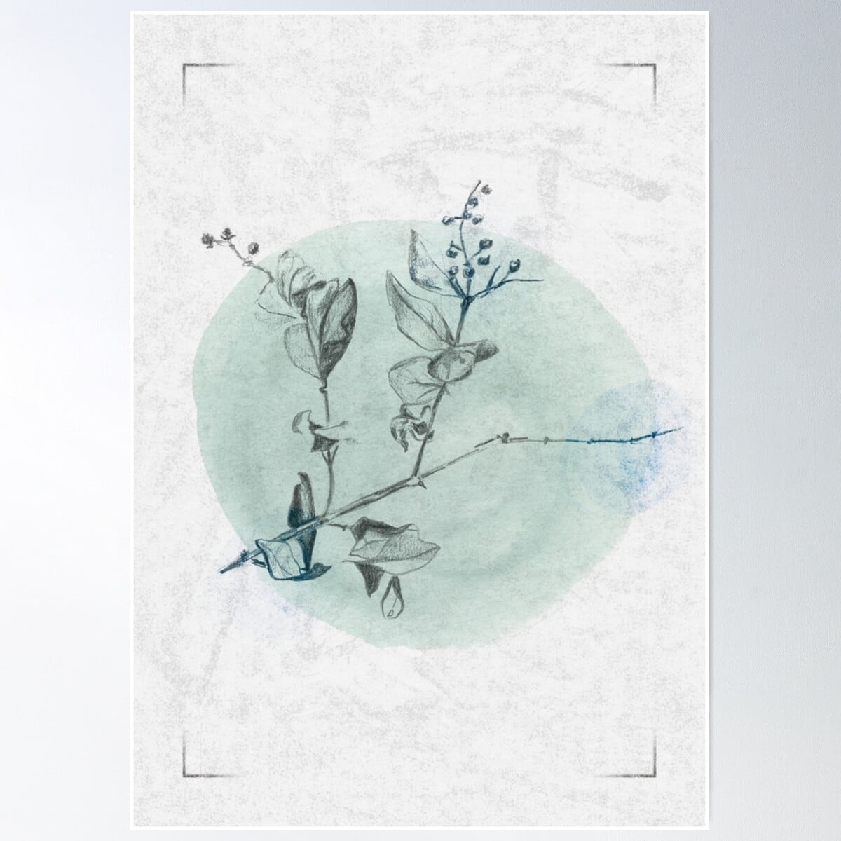 Delicate - Green And Blue Poster Wall Art, Modern Wall Decor For Living ...