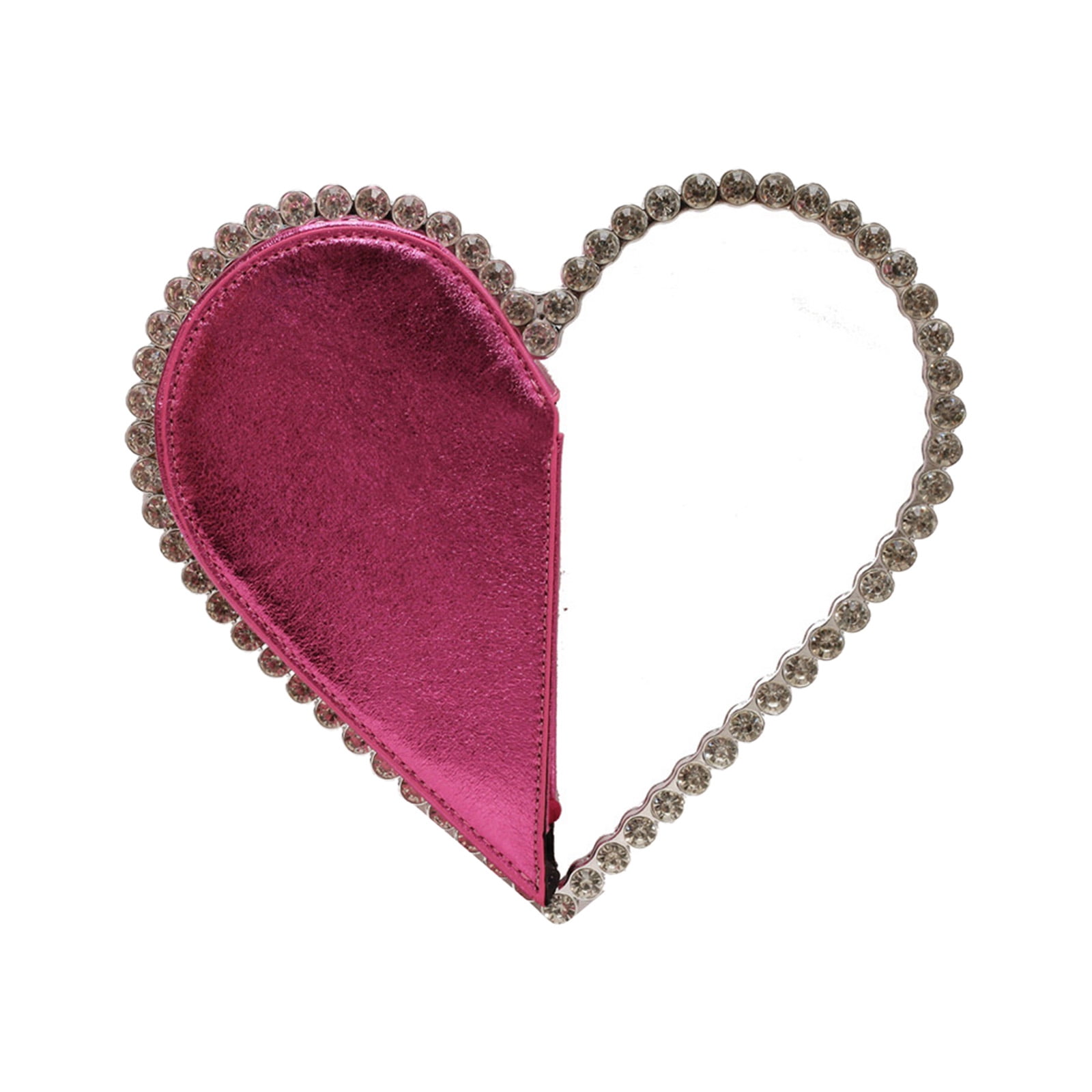 Delicate Heart Handbag With Shimmering Rhinestones Decoration Evening ...