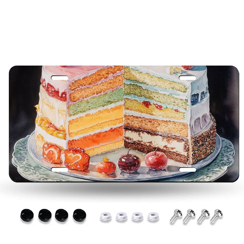 Delicate - Hued Dessert Illustration License Plate Frame, Decorative ...