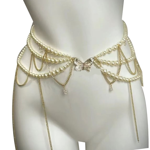 Delicate Imitation Pearls Waist Chain Fringed Fashionable Multi-layer ...