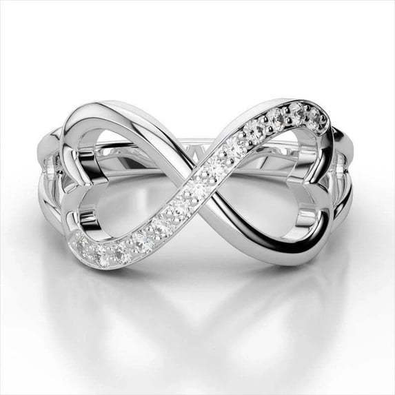 Delicate Infinity Ring, Dual Heart Diamond Engagement Ring, Promise ...