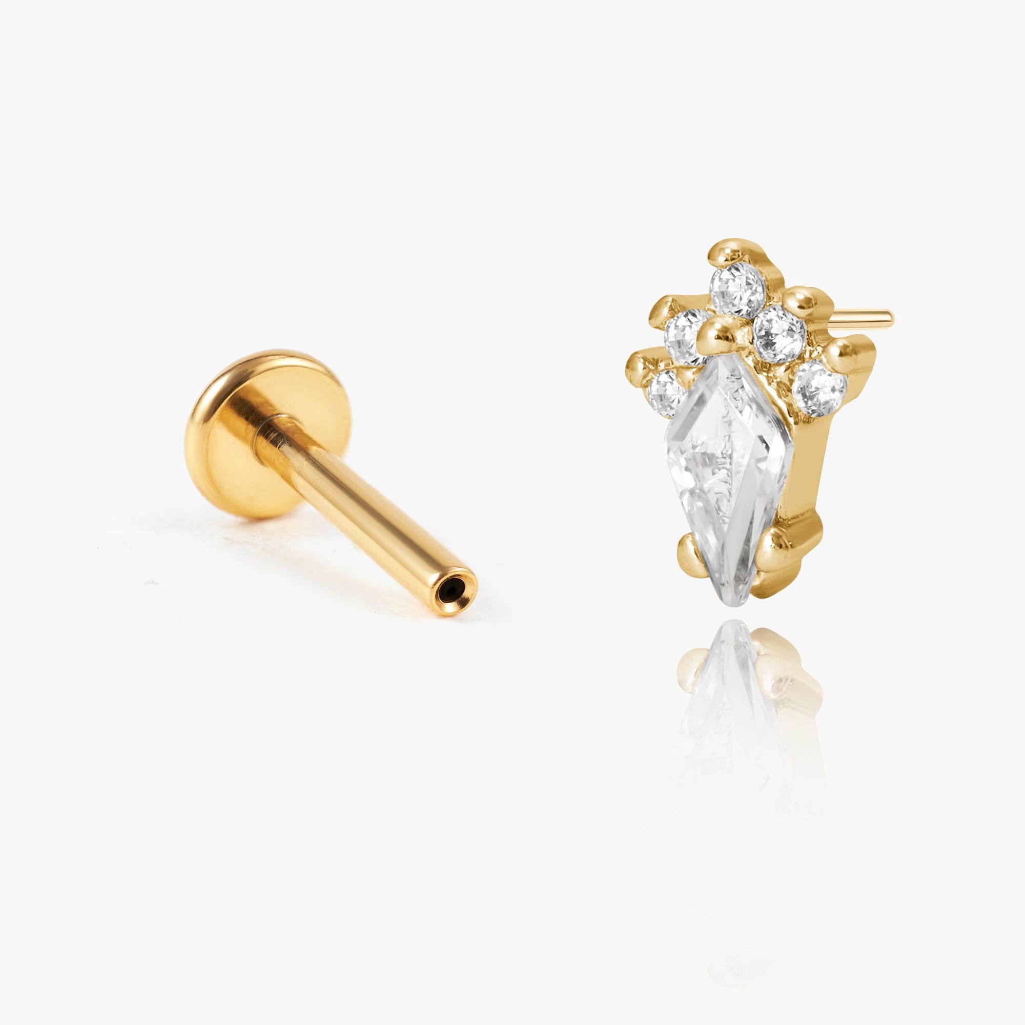 Delicate Kite Cut and Small CZ Flat Back Earring - Walmart.com