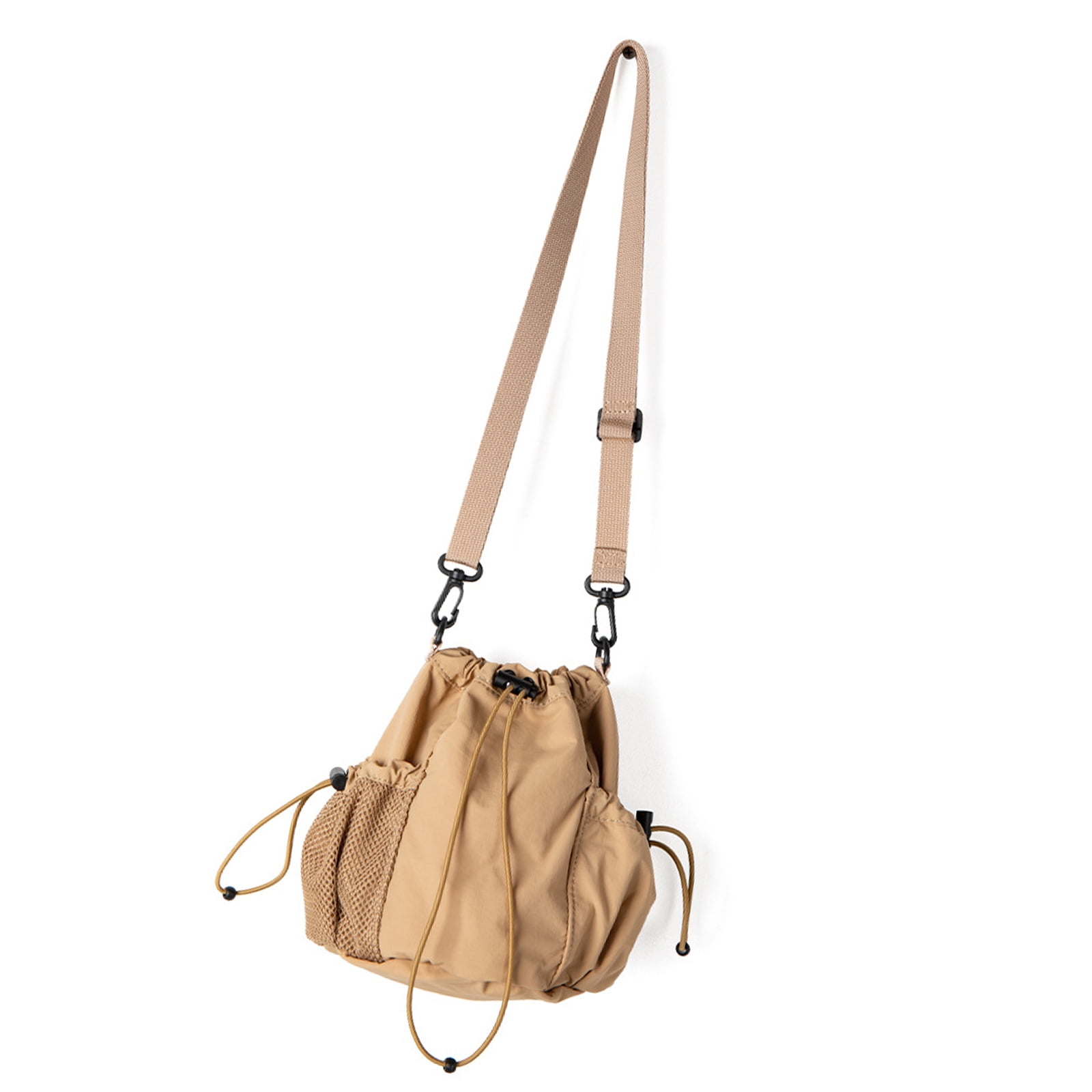 Delicate Korean Nylon Shoulder Bag With Drawstring Closure And Pleated ...