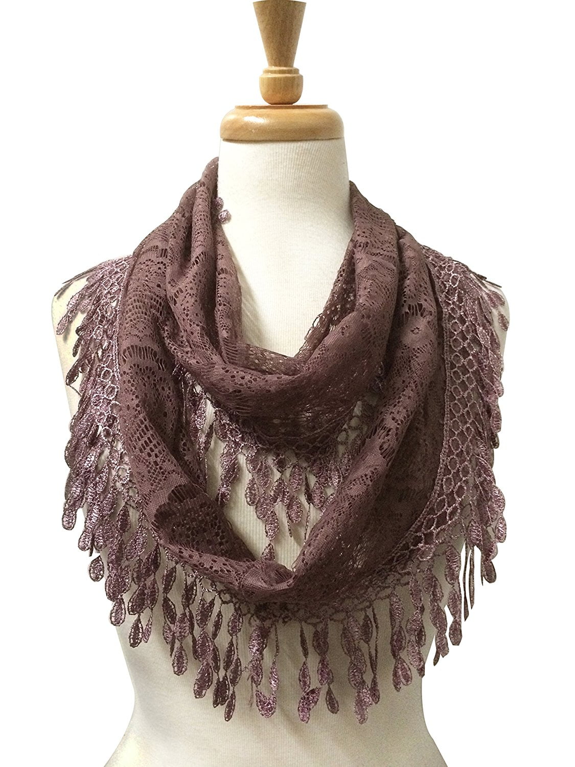 Delicate Lace Sheer Infinity Scarf With Teardrop Fringes - Walmart.com