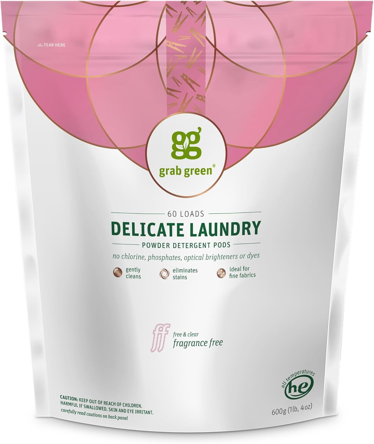 Delicate Laundry Detergent Pods, 60 Count, Fragrance Free, Plant and ...