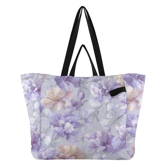 Delicate Lavender Color Flowers Foldable Canvas Tote Bags Reusable ...