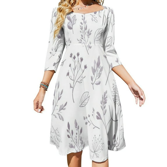 Delicate Lavender Floral Pattern Women's Fall Dresses Casual Loose ...