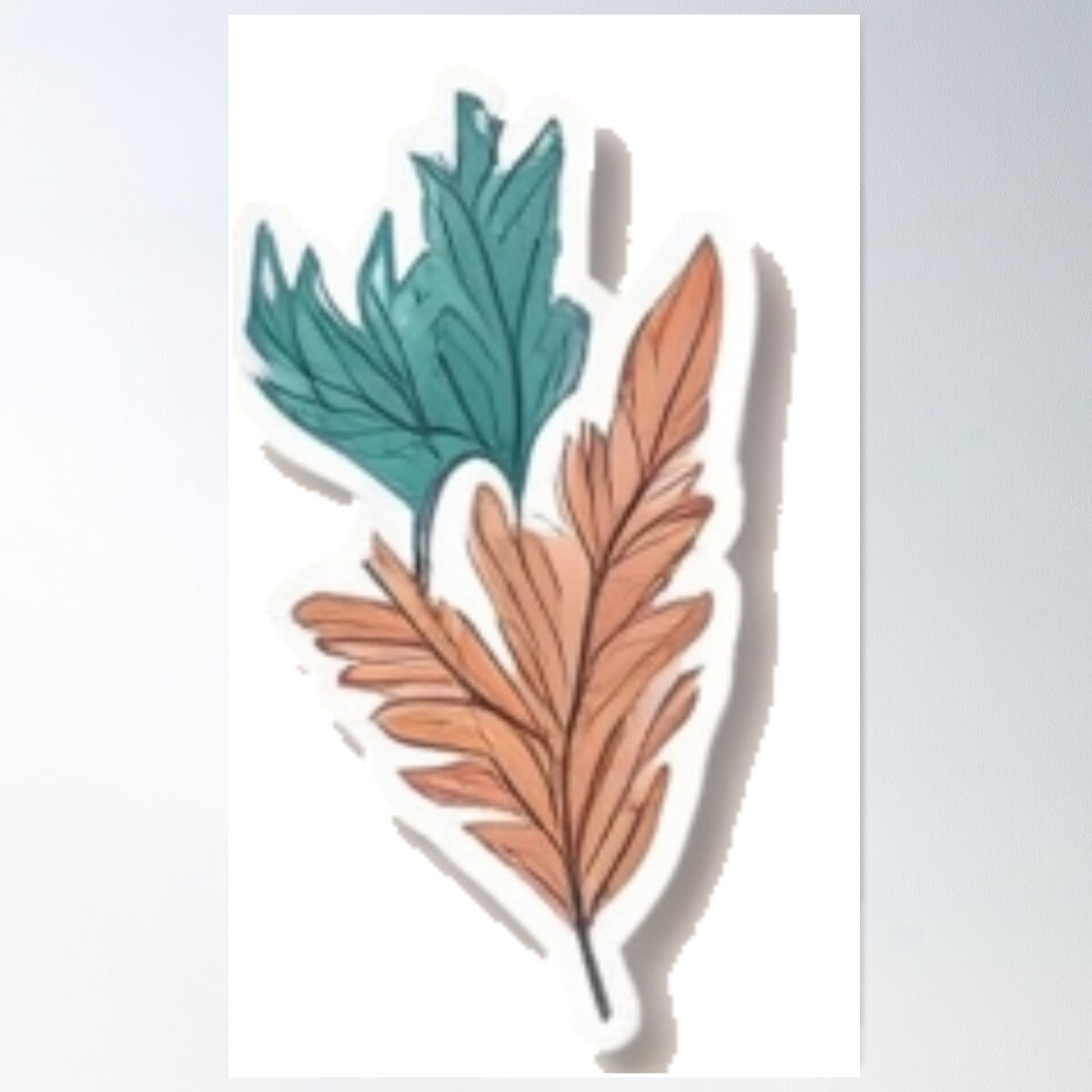 Delicate Leaf Illustrations In Soft Hues Poster Wall Art Modern Wall ...