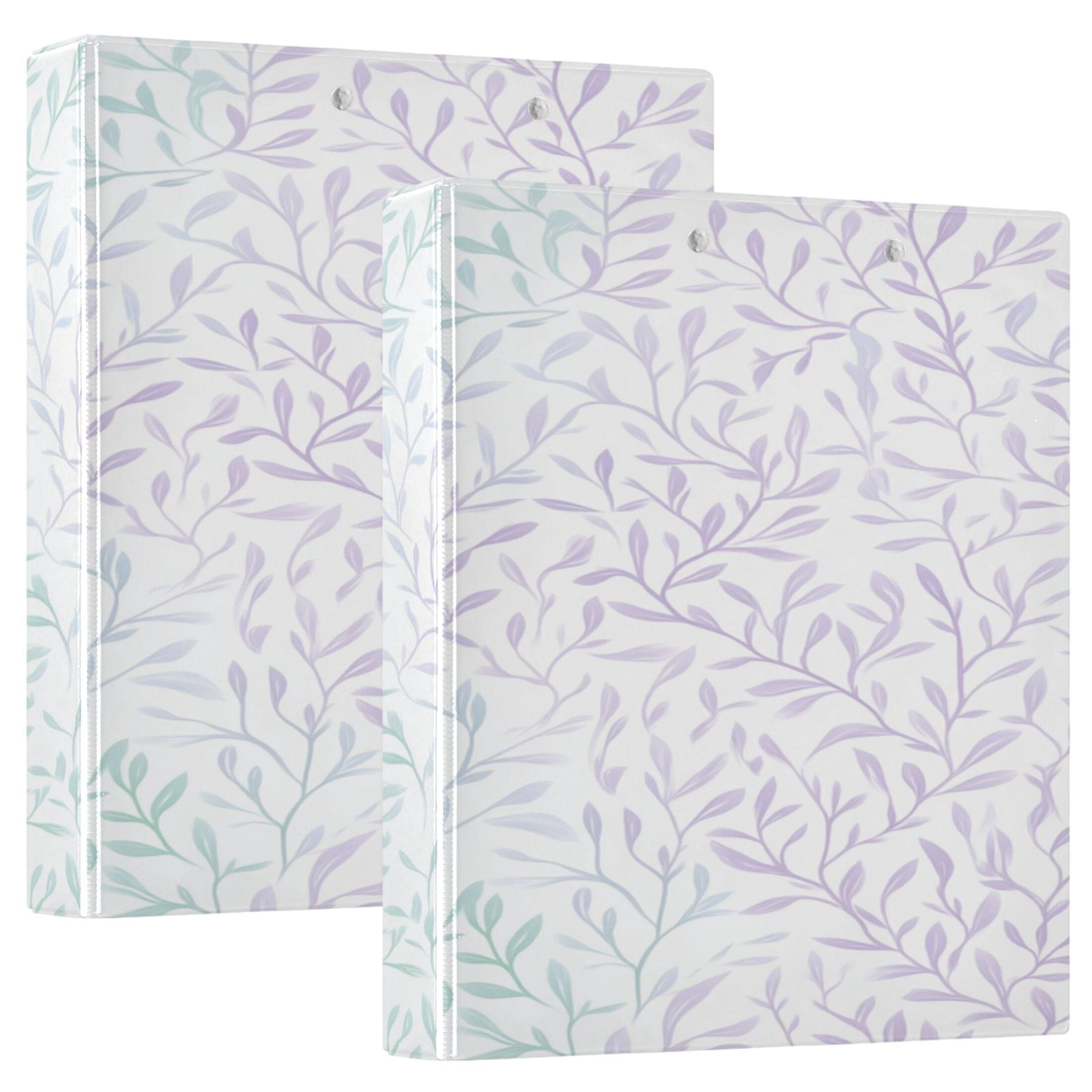 Delicate Leaf Patterns 12.4x10.6in PVC Round Ring Binders, 2-Pack, D ...