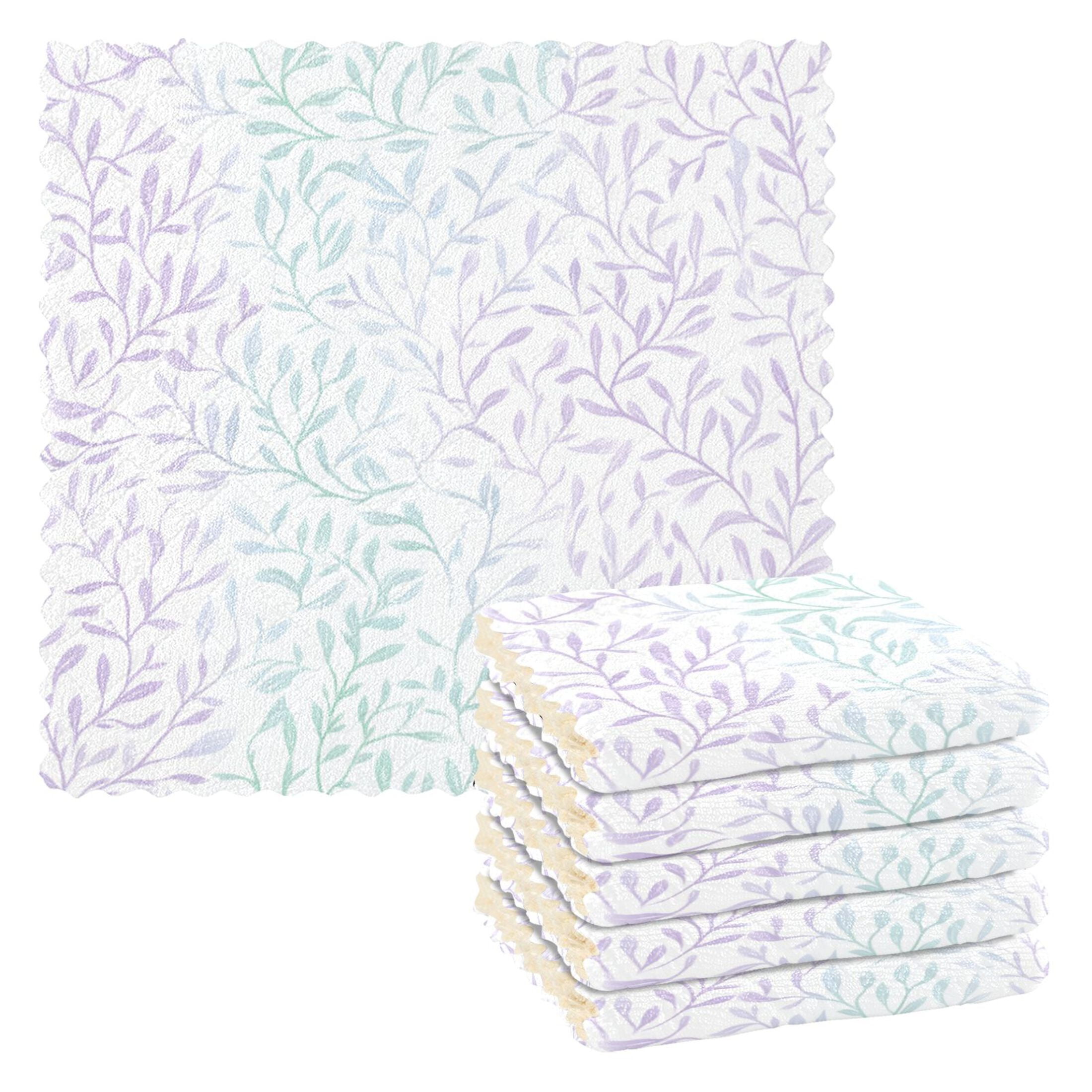 Delicate Leaf Patterns 6 Pack Kitchen Cleaning Cloths 11'' x 11 ...