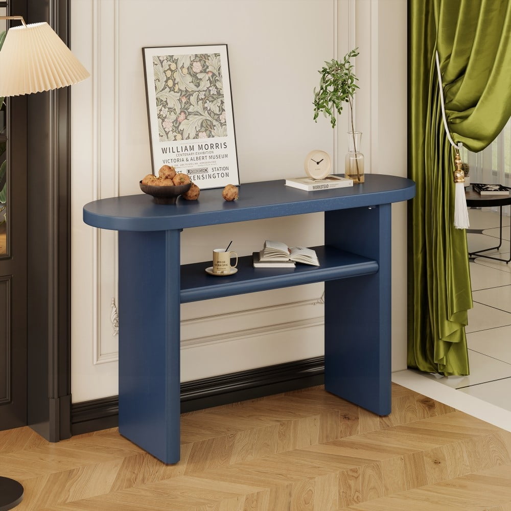 Delicate Minimalist Console Table with Rounded Corners & Solid Shelf ...