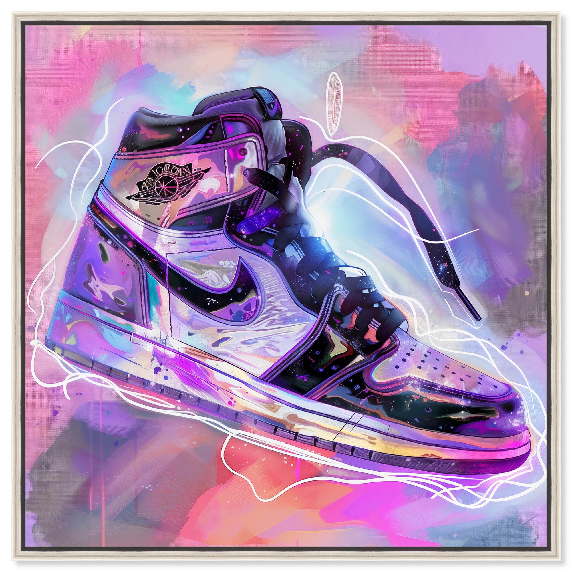 Delicate Neon Sneakers Canvas Girl Sneaker Prints by Art Remedy, Silver ...