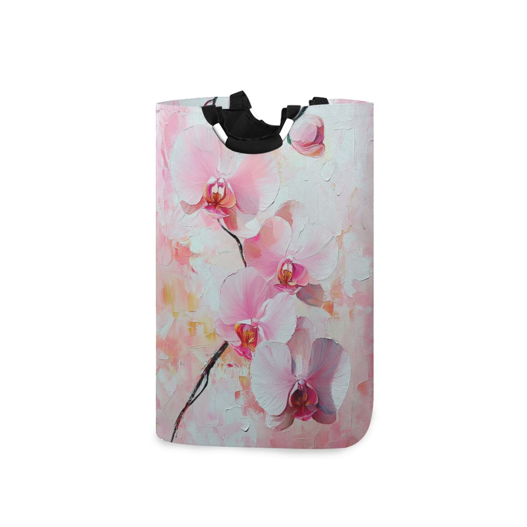 Delicate Pink Flowers Laundry Basket with Handles 50L Collapsible ...