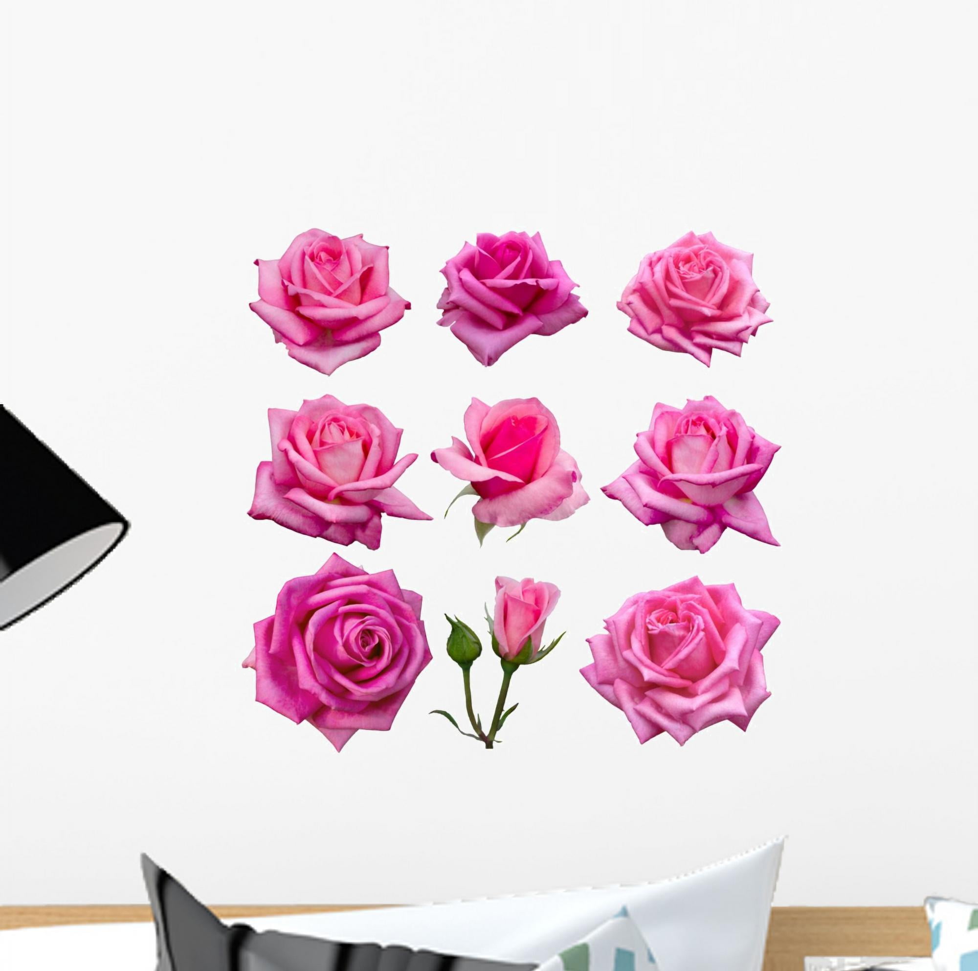 Delicate Pink Roses Wall Decal Sticker Set Wallmonkeys Individual Peel ...