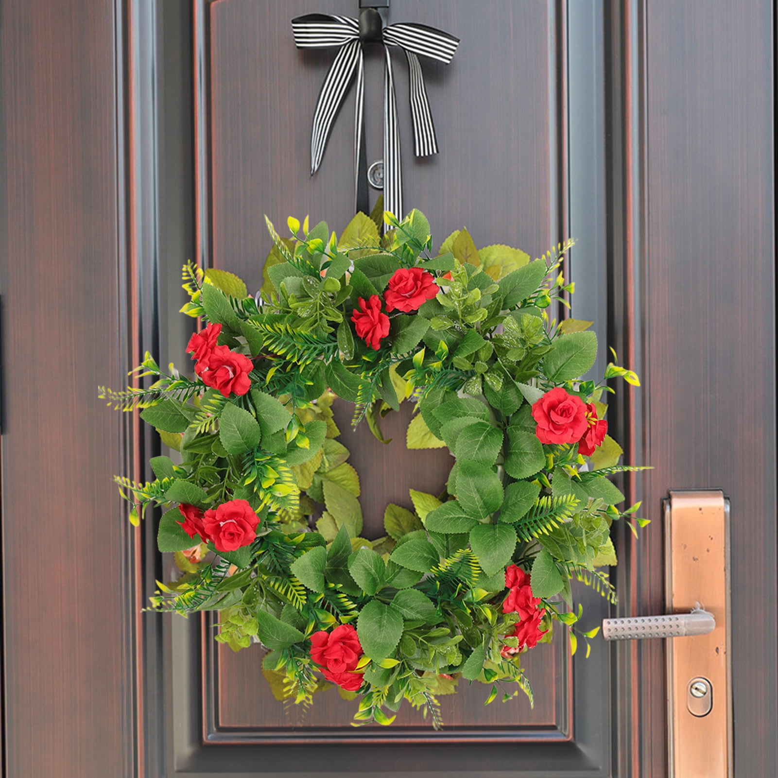 Delicate Realistic Round Coral Fake Wreath - No Withering - Front Door ...