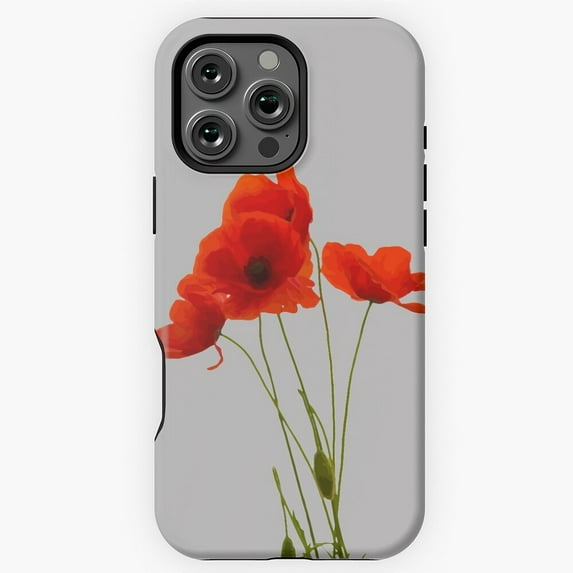 Delicate Red Poppies Floral Phone Case for iPhone 16 15 14 13 12 11 Pro ...