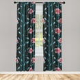 Delicate Roses Window Curtains, Modern Flowers with Leaves Greenery ...