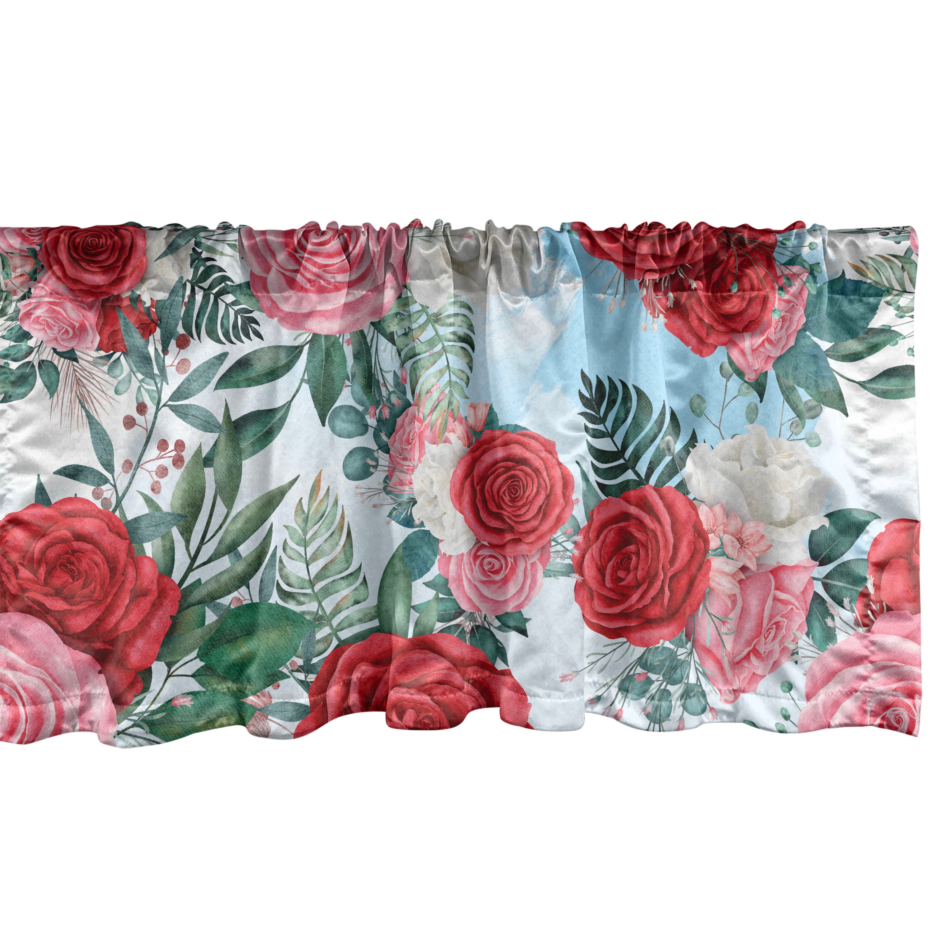 Delicate Roses Window Valance, Chill Atmosphere Blooming Flowers ...